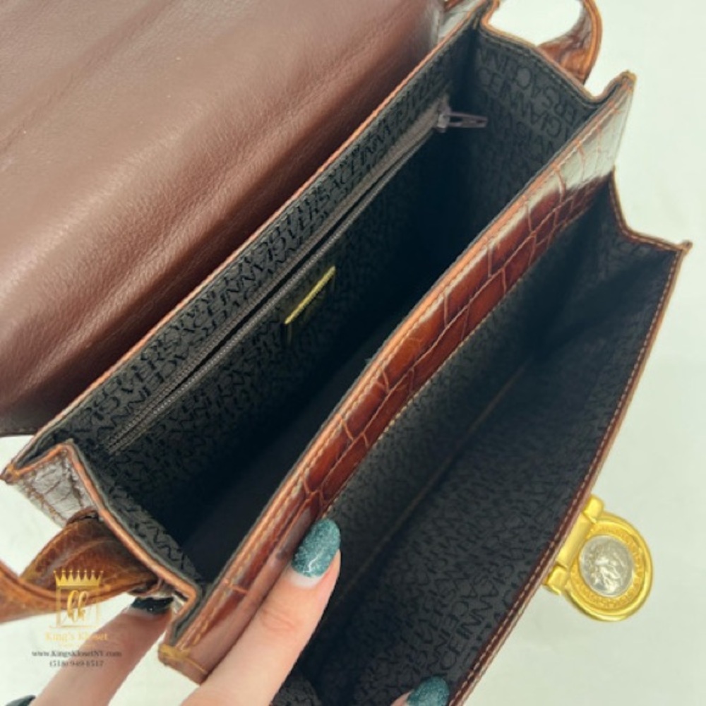 Gianni Versace Croc Embossed Medusa Closer Shoulder B… - Gem